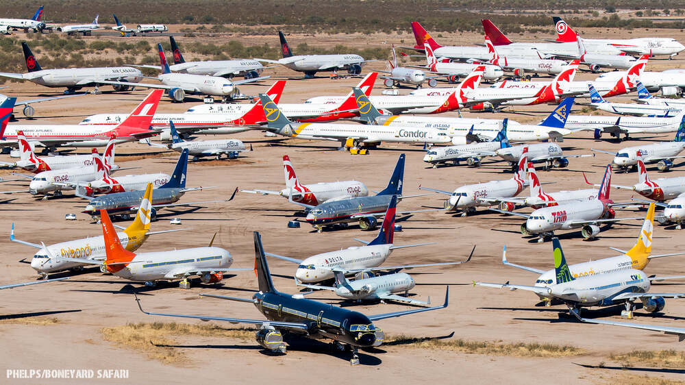 Aviones que volaron para Flybondi preservados en el desierto de Arizona